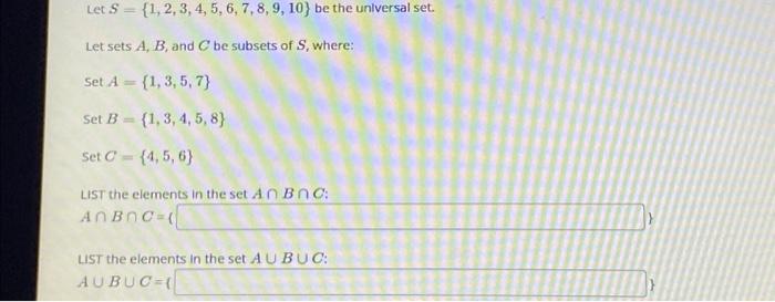 Solved Let S = {1, 2, 3, 4, 5, 6, 7, 8, 9, 10} be the | Chegg.com