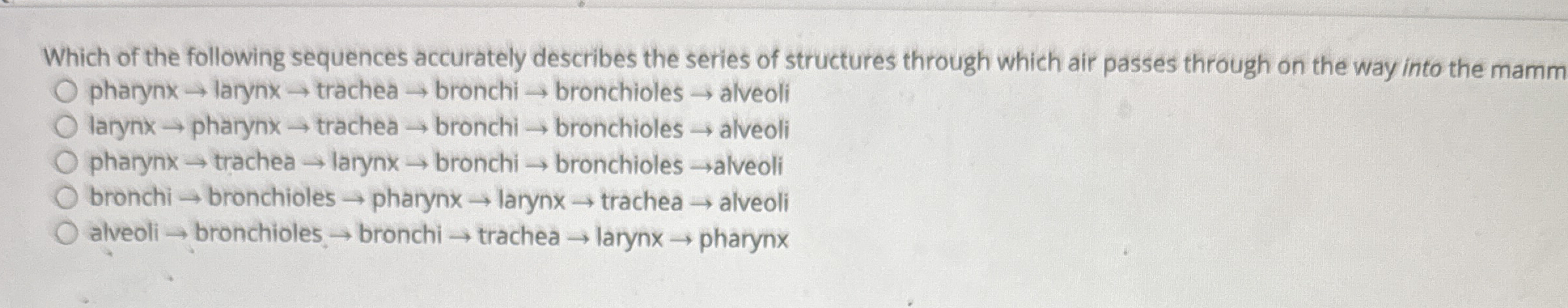 Solved Which of the following sequences accurately describes | Chegg.com