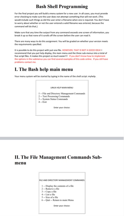 Solved Bash Shell Programming For the final project you will | Chegg.com