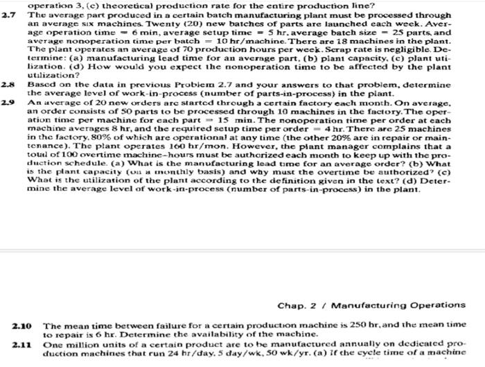operation 3 , (c) theoretical production rate for the | Chegg.com