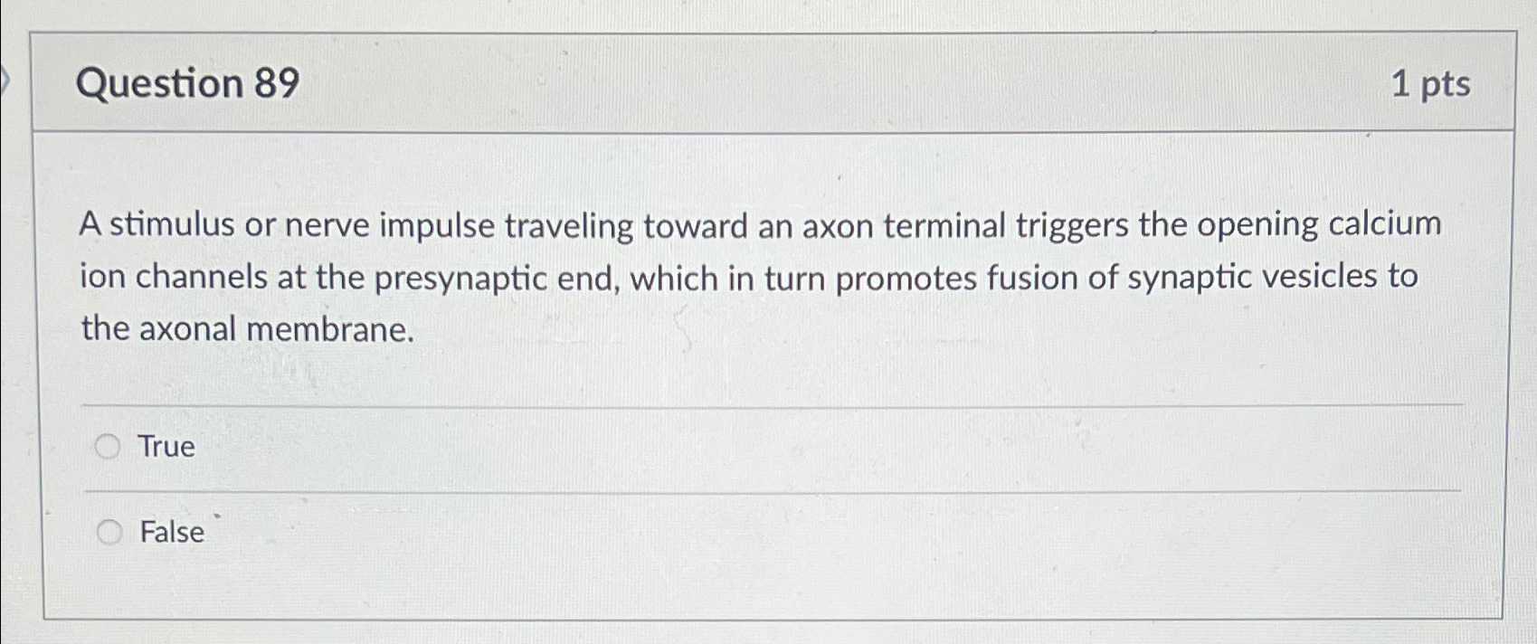 Solved Question 891ptsA stimulus or nerve impulse traveling | Chegg.com