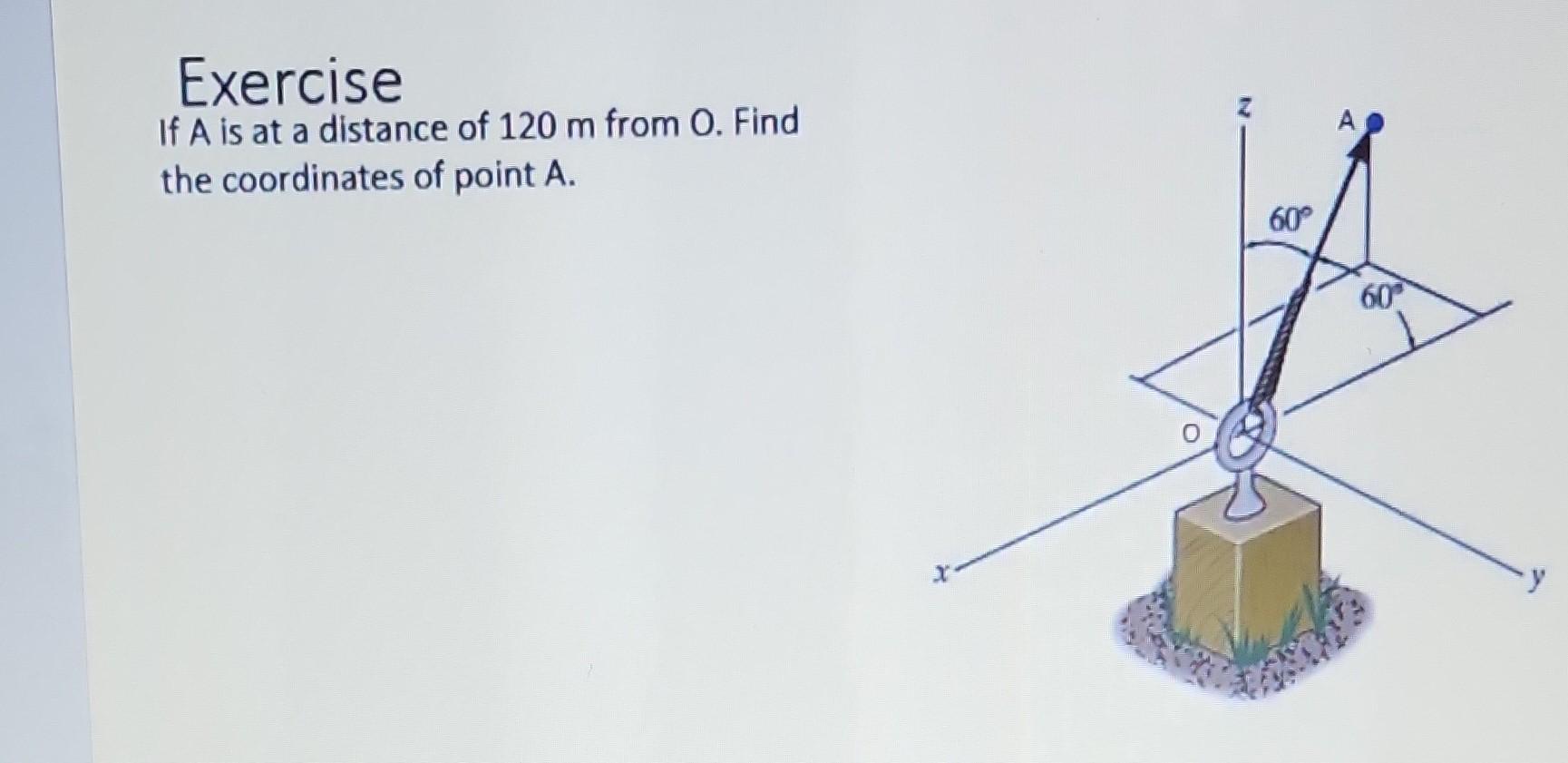 Solved Exercise If A is at a distance of 120 m from 0 . Find | Chegg.com