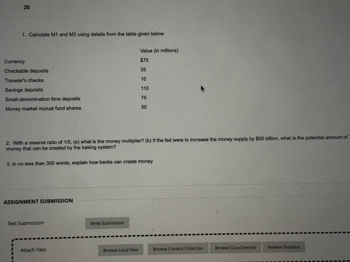 Solved 1. Calculate M1 and M2 using details from the table | Chegg.com