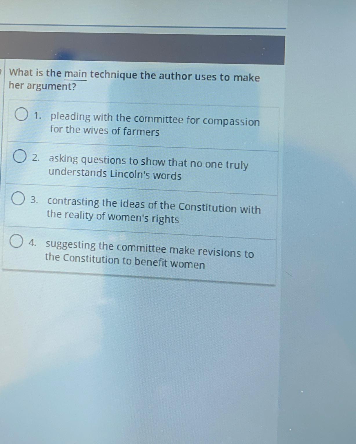 Solved What is the main technique the author uses to make | Chegg.com