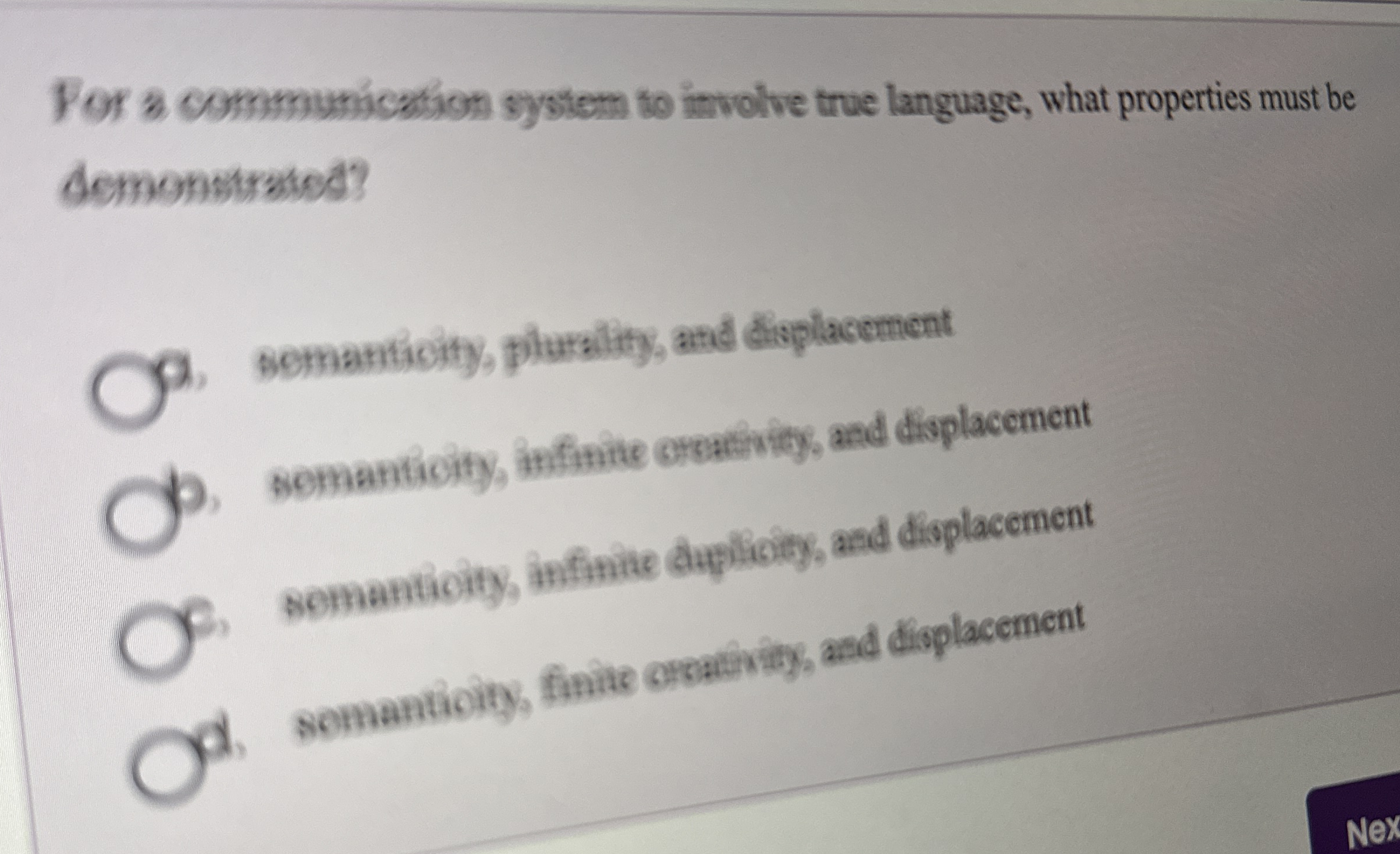 Solved For a communication system to involve true language, | Chegg.com