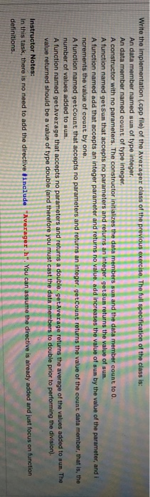 Solved Write the implementation (opp file) of the Averager | Chegg.com