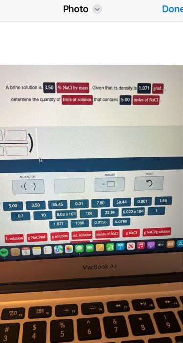Solved A brine solution 3.50%NaCl by mass. given that | Chegg.com