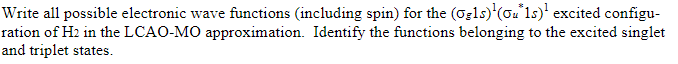 Solved Write all possible electronic wave functions | Chegg.com