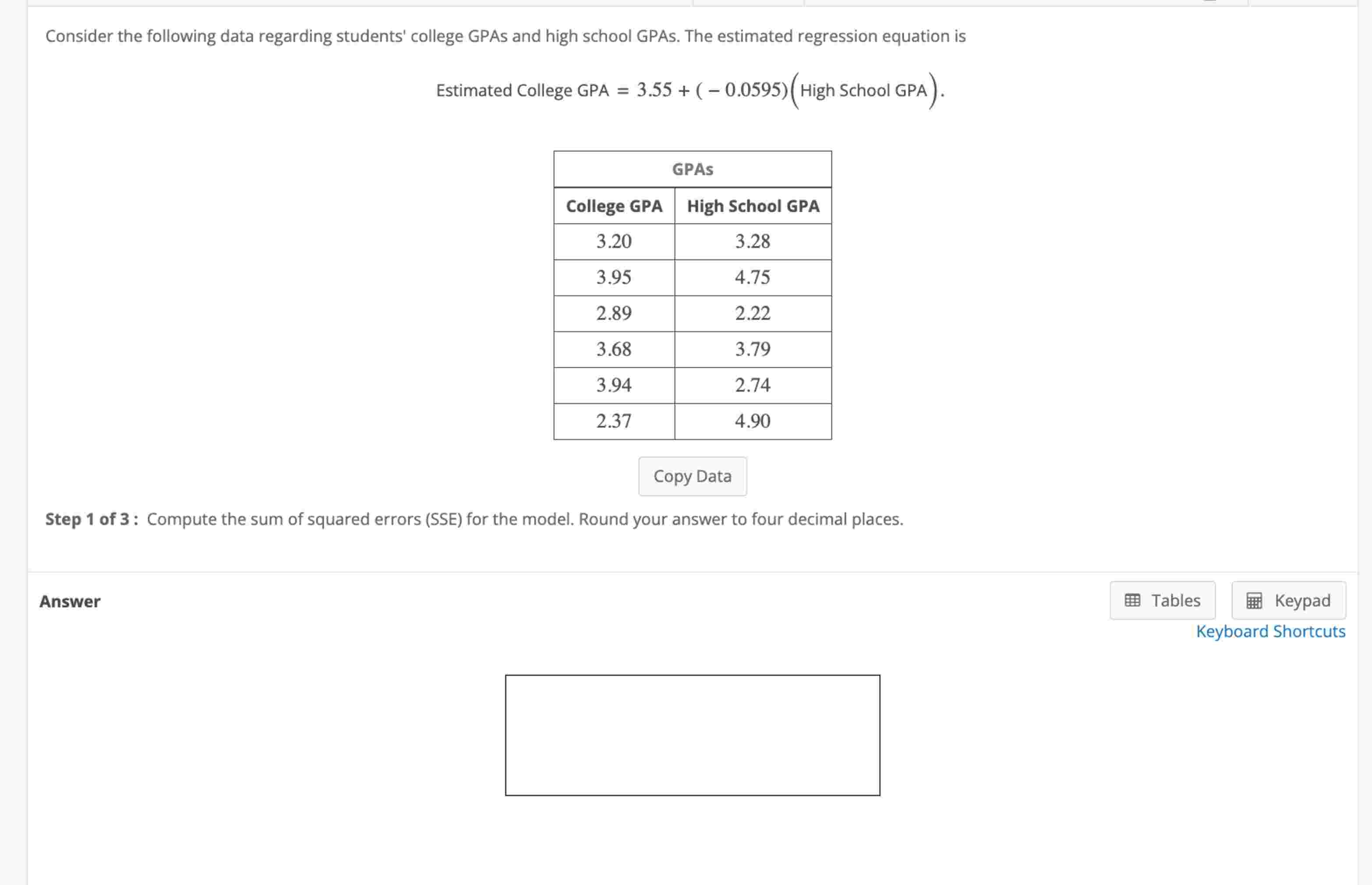 Solved College GPAHigh School | Chegg.com