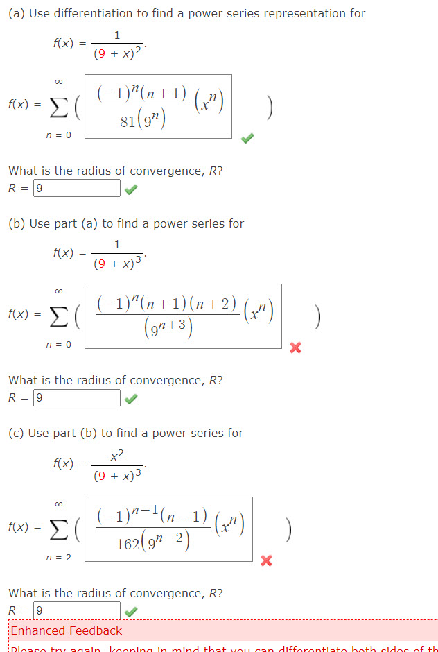 Solved (a) ﻿Use differentiation to find a power series | Chegg.com