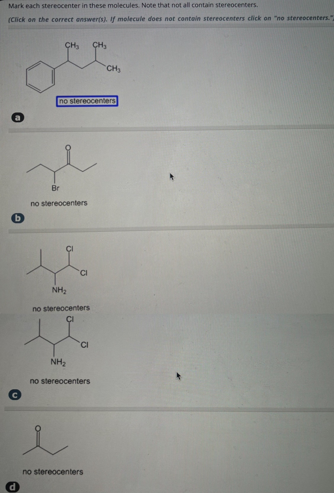 Solved Mark each stereocenter in these molecules. Note that | Chegg.com