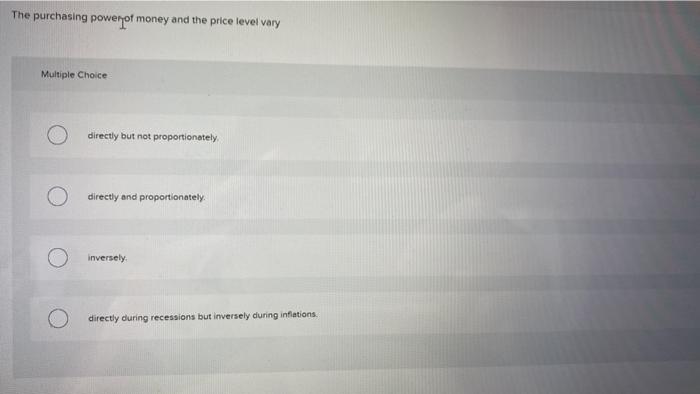 Solved The purchasing power of money and the price level | Chegg.com