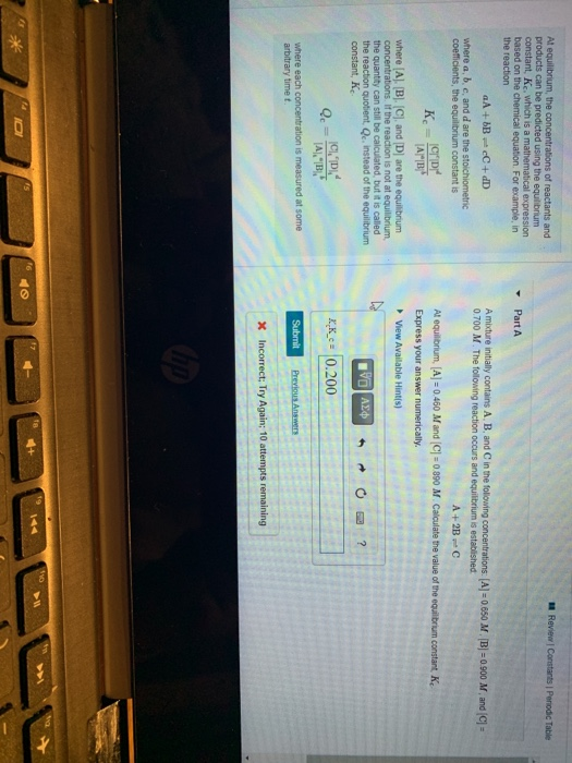 Solved Review Constants Periodic Table At equilibrium, the | Chegg.com
