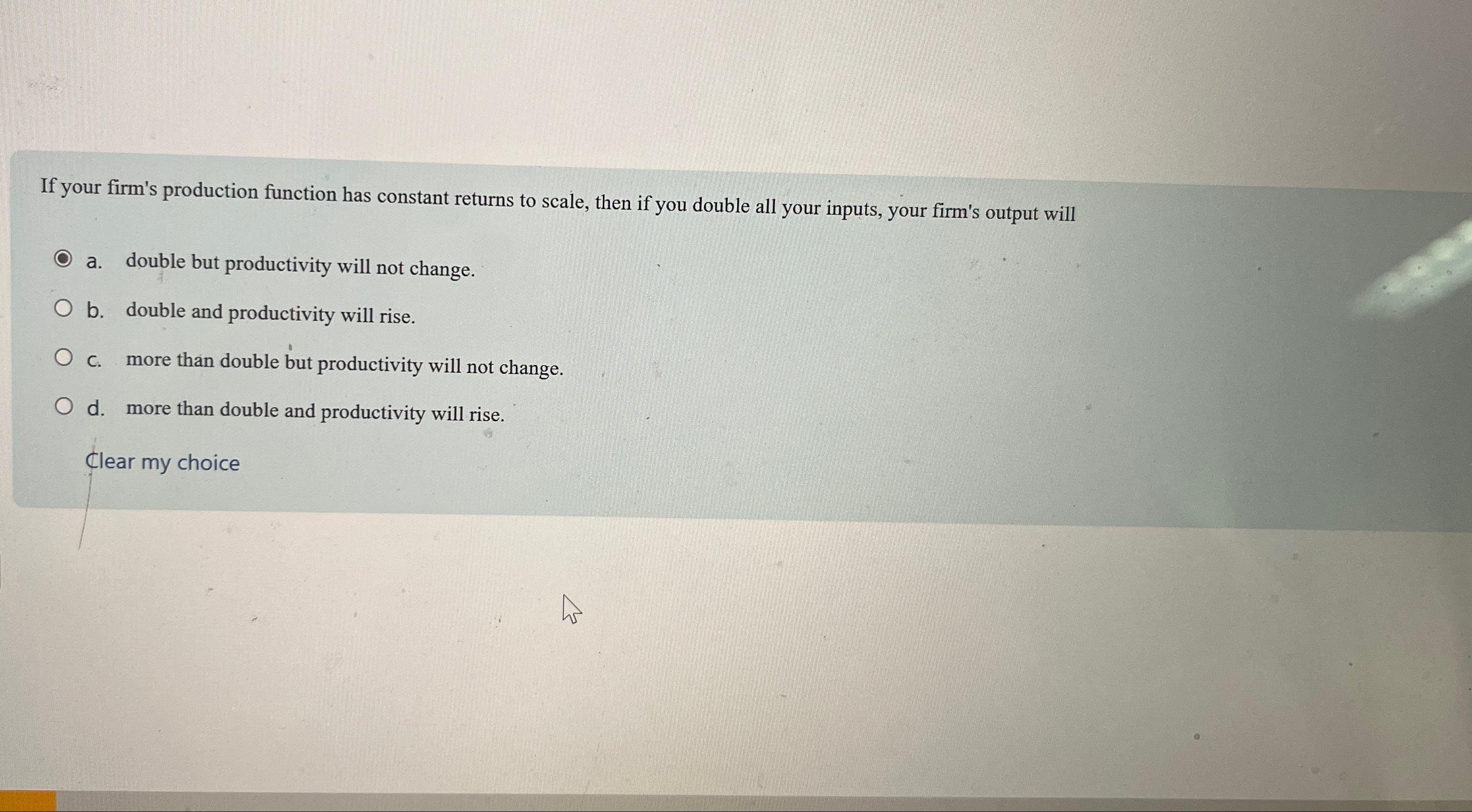 Solved If your firm's production function has constant | Chegg.com