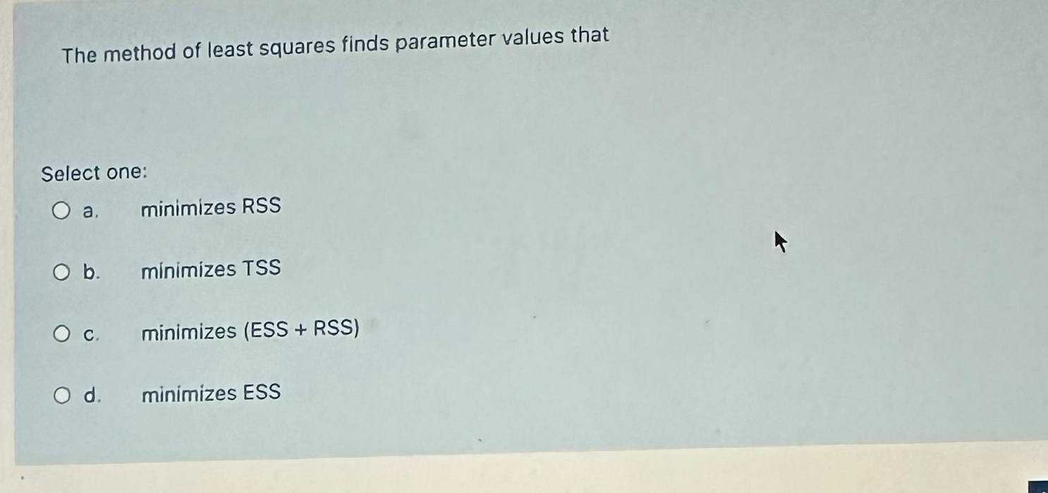 Solved The method of least squares finds parameter values | Chegg.com