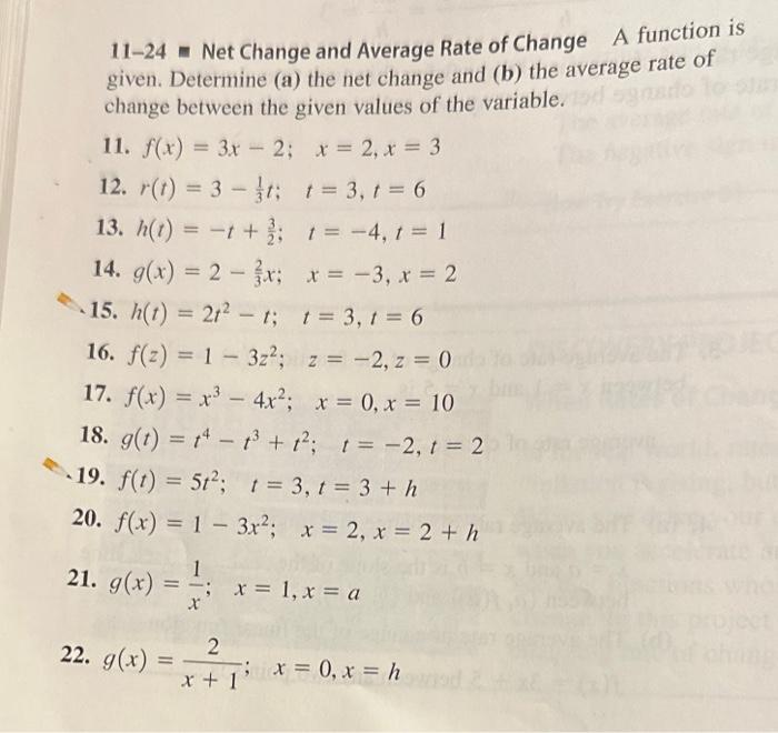 Solved 11−24= Net Change and Average Rate of Change A | Chegg.com