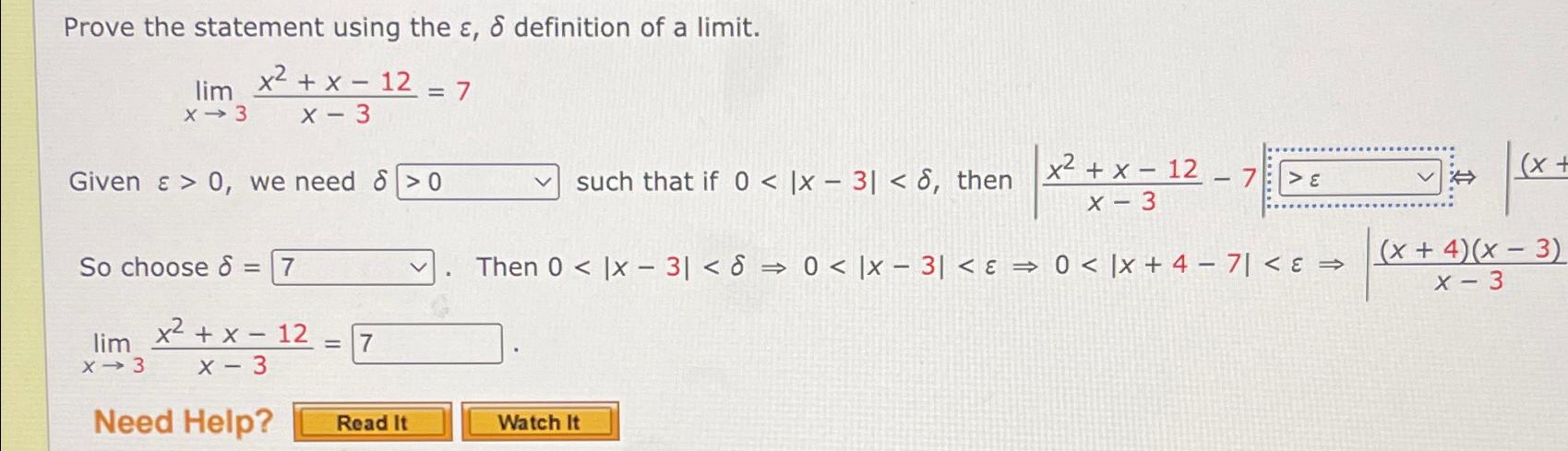 Solved Prove the statement using the ε,δ ﻿definition of a | Chegg.com