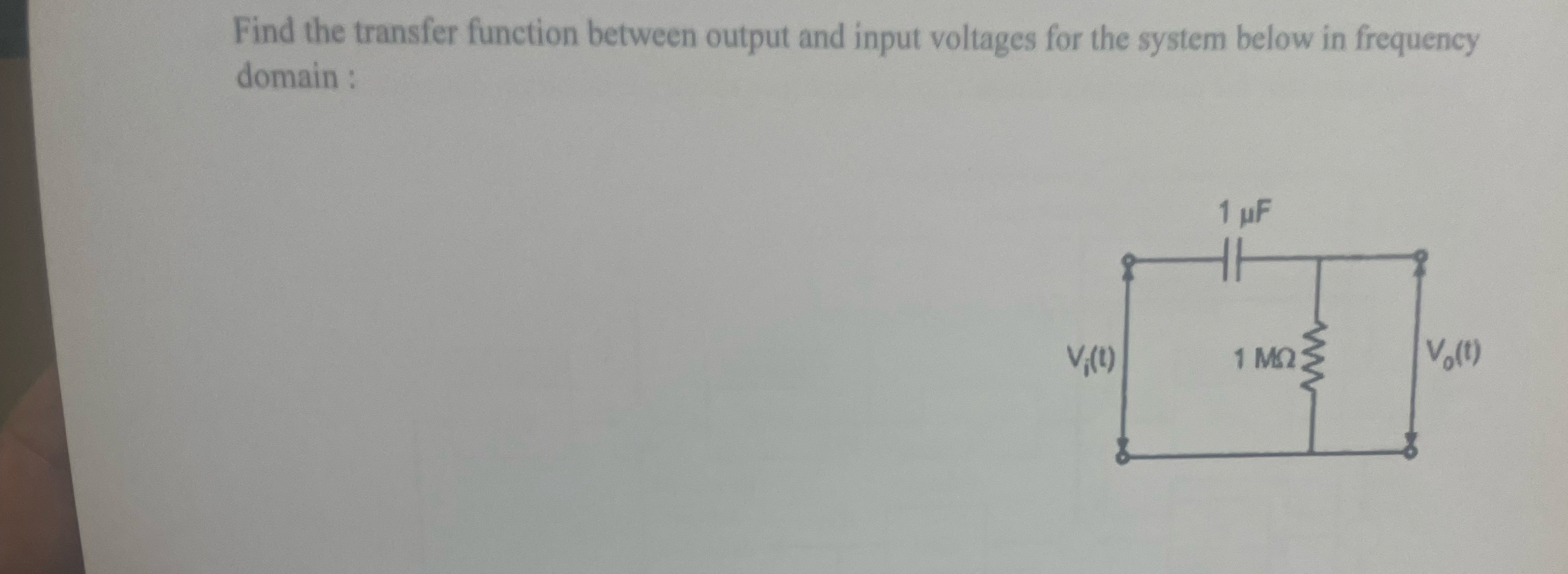 Solved Find the transfer function between output and input | Chegg.com