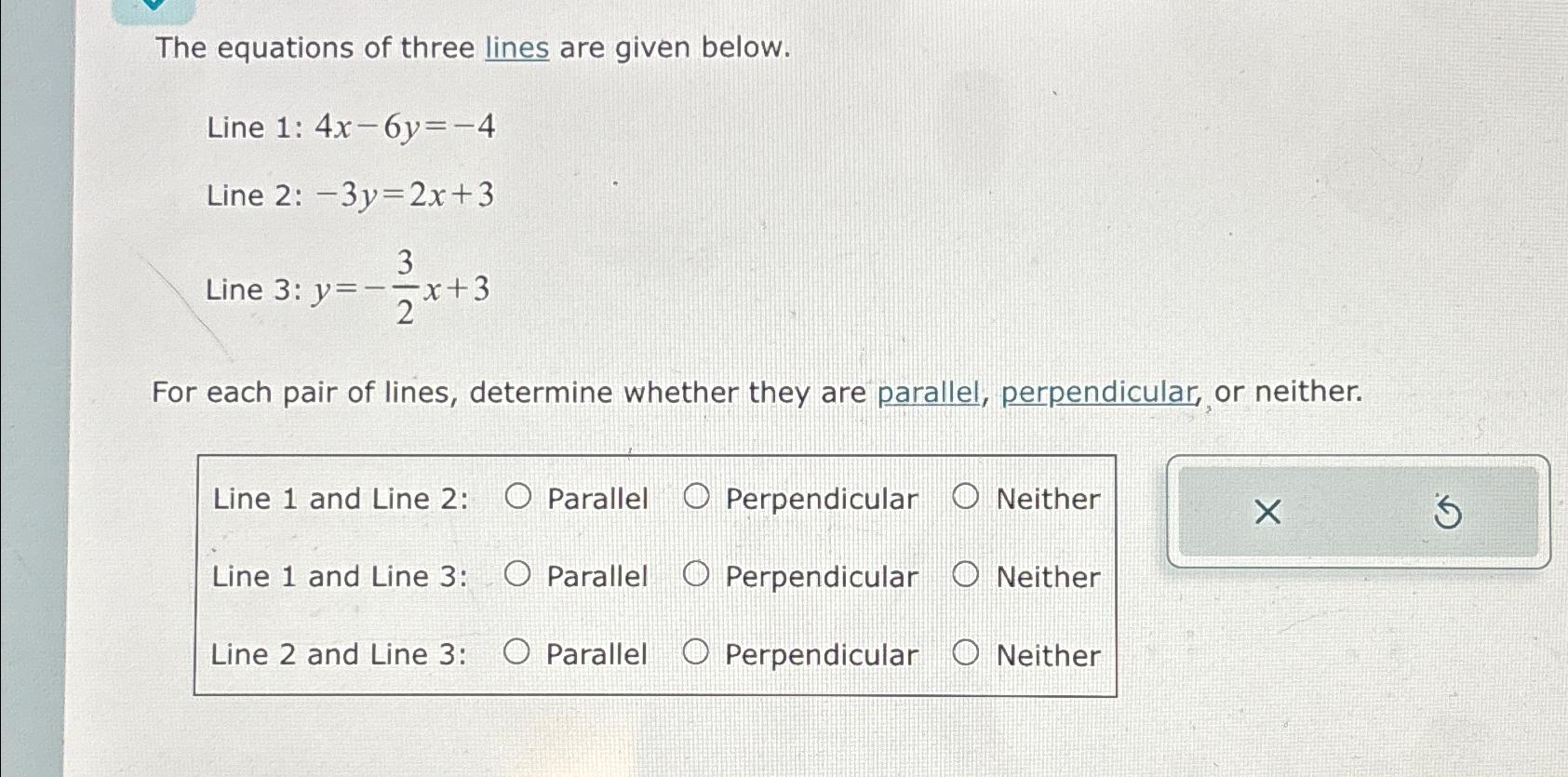 Solved The equations of three lines are given below.Line 1: | Chegg.com