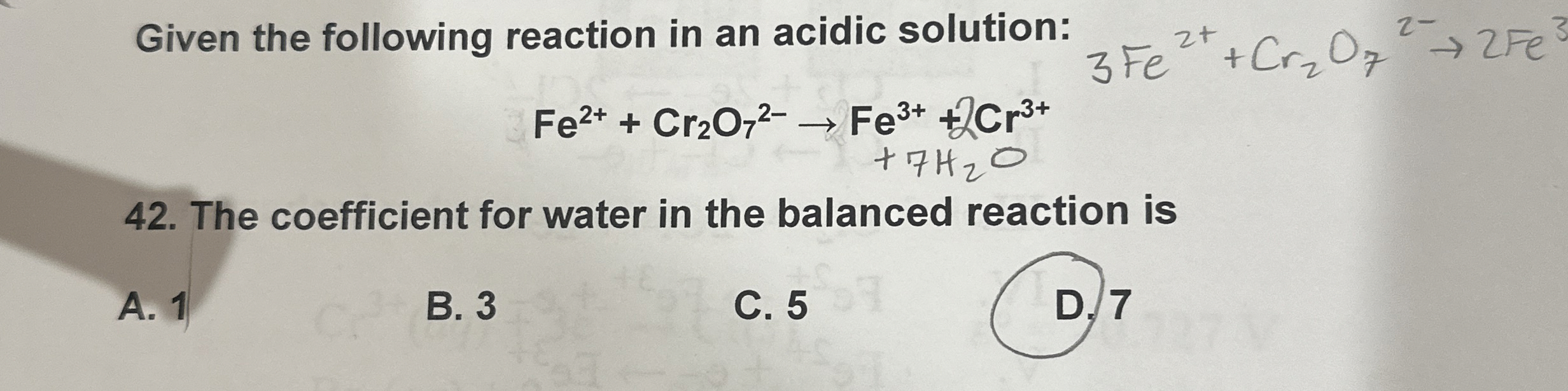 Solved Given the following reaction in an acidic | Chegg.com