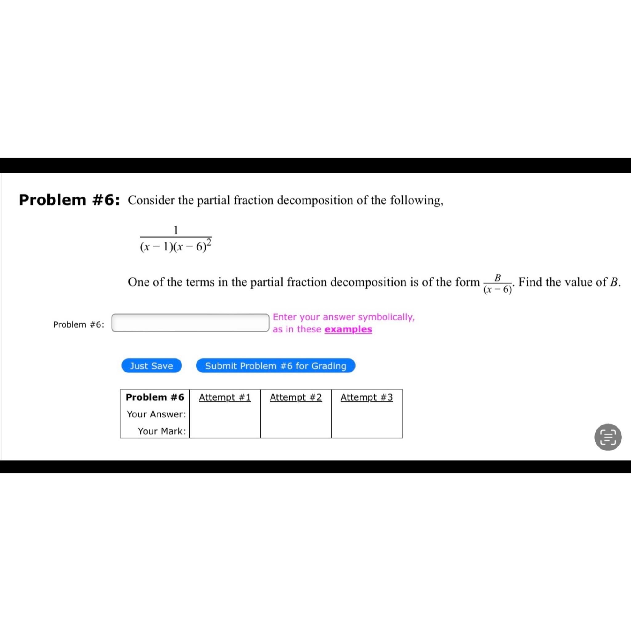 Solved Problem #6: Consider the partial fraction | Chegg.com