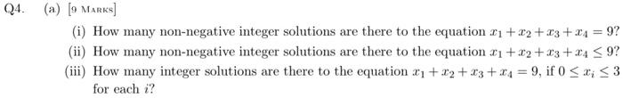 Solved (a) [9 MARKS] (i) How many non-negative integer | Chegg.com
