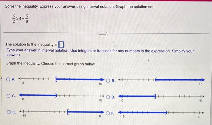 Solved Solve the inequality. Express your answer using | Chegg.com