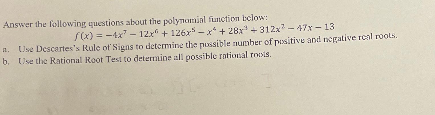 Solved Answer the following questions about the polynomial | Chegg.com