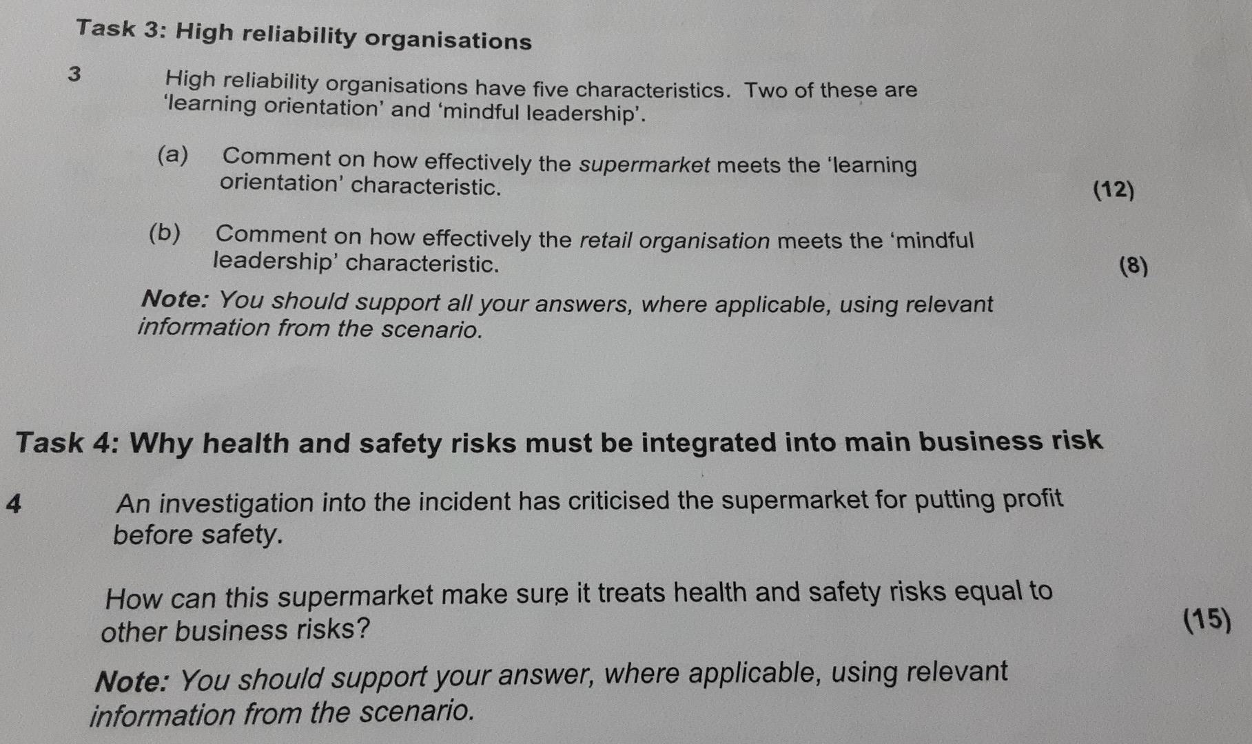 Task 3: High reliability organisations 3 High | Chegg.com