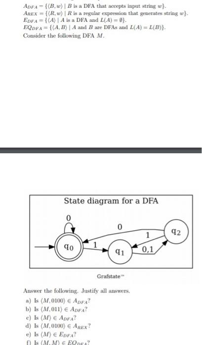 Solved AppA = {{B.w) | B is a DFA that accepts input string | Chegg.com