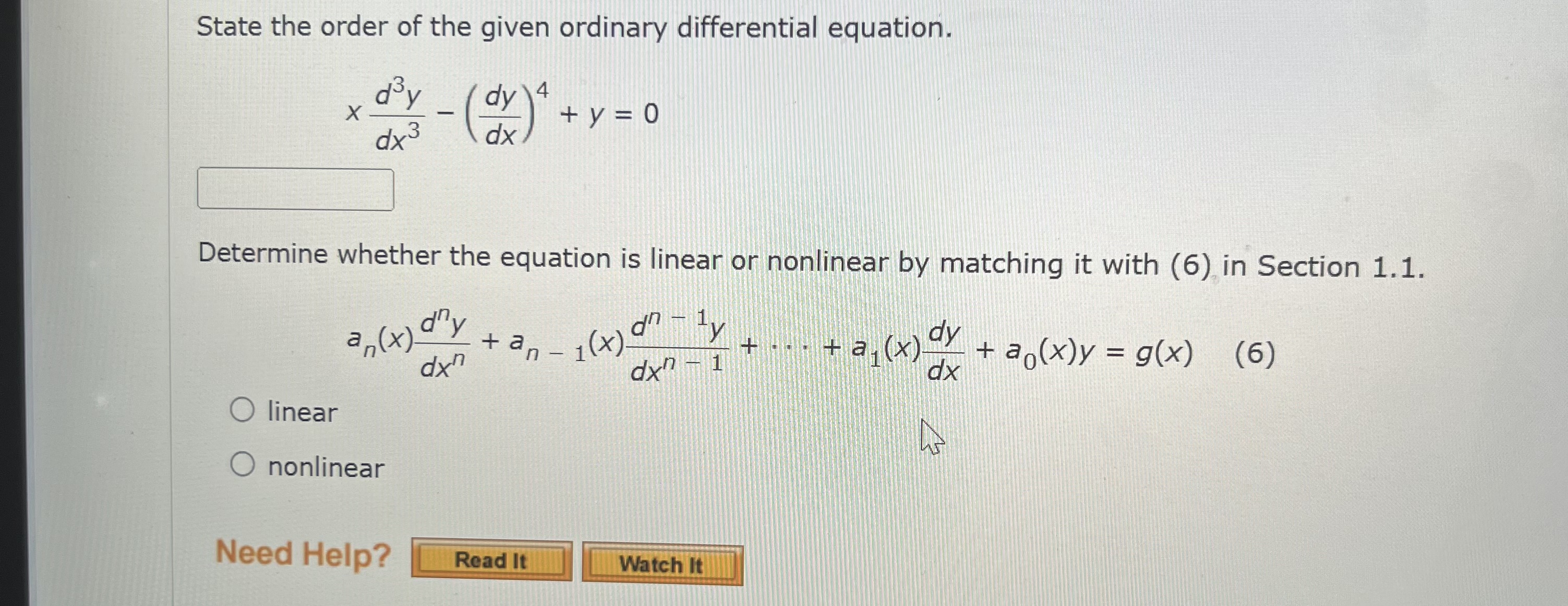Solved State The Order Of The Given Ordinary Differential