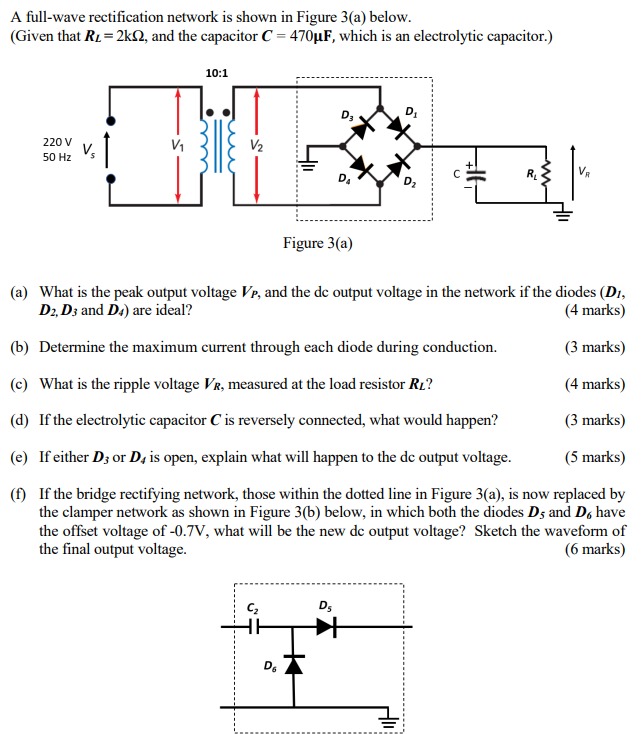 Solved A full-wave rectification network is shown in Figure | Chegg.com