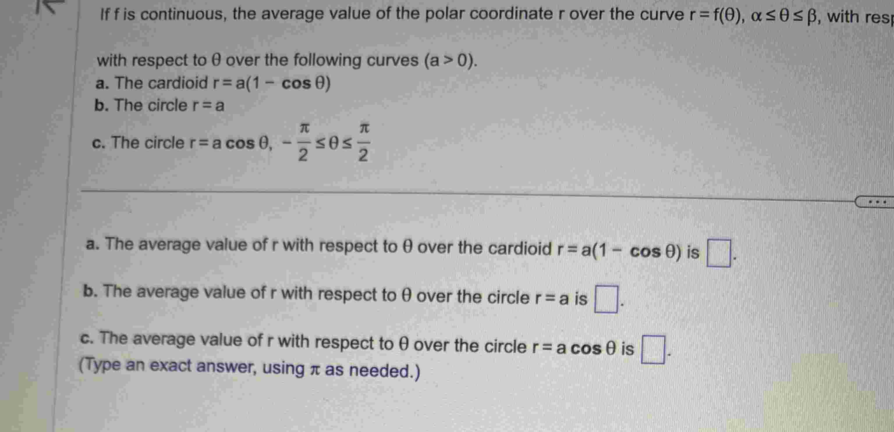 Solved If f is ﻿continuous, the average value of ﻿the polar | Chegg.com