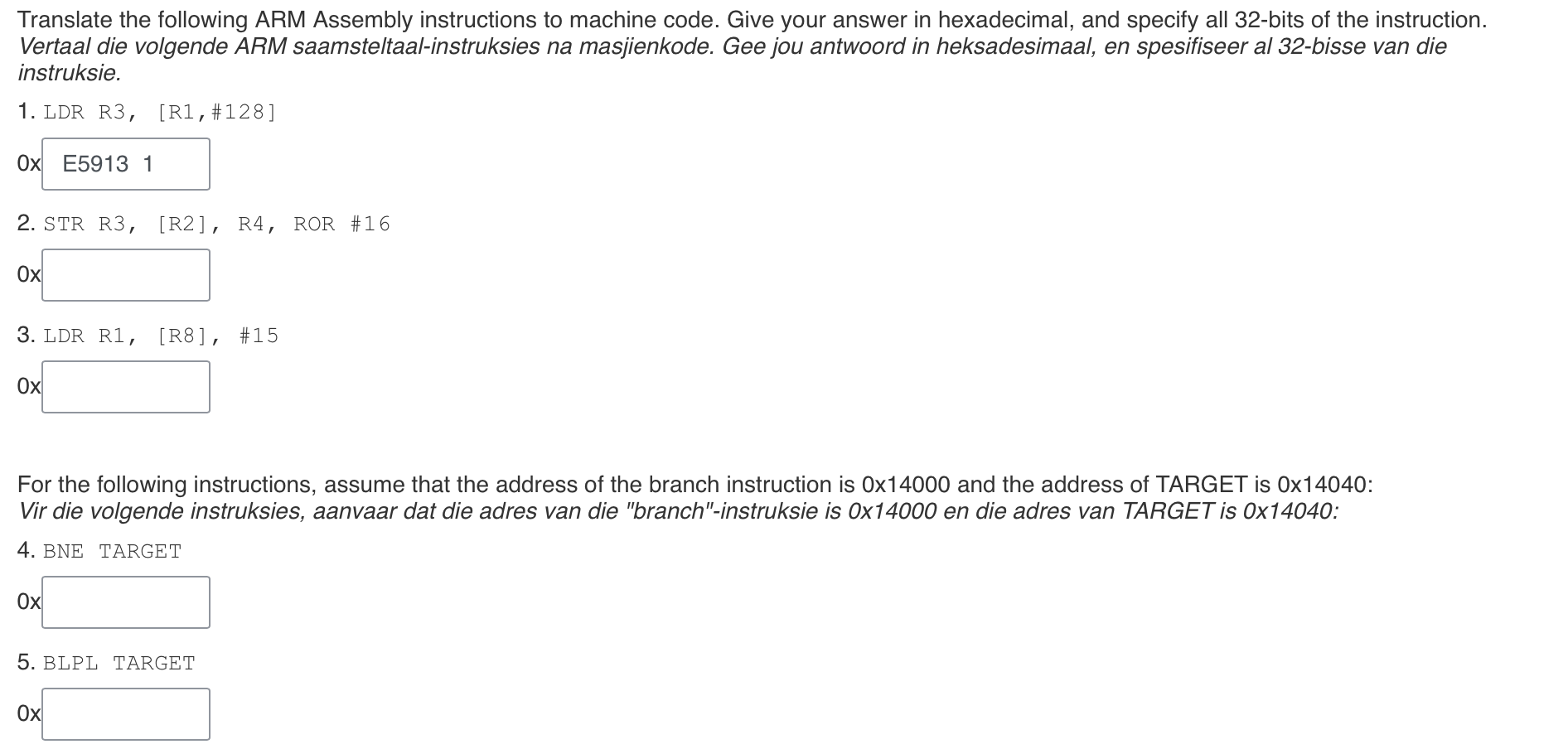 Solved Translate the following ARM Assembly instructions to | Chegg.com