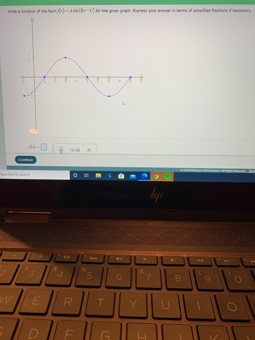 Solved Write a function of the form /(x) = sin(Bx-C) for the | Chegg.com