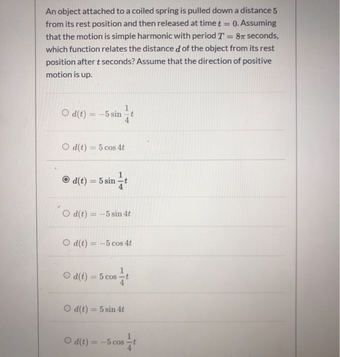 Solved An object attached to a coiled spring is pulled down | Chegg.com