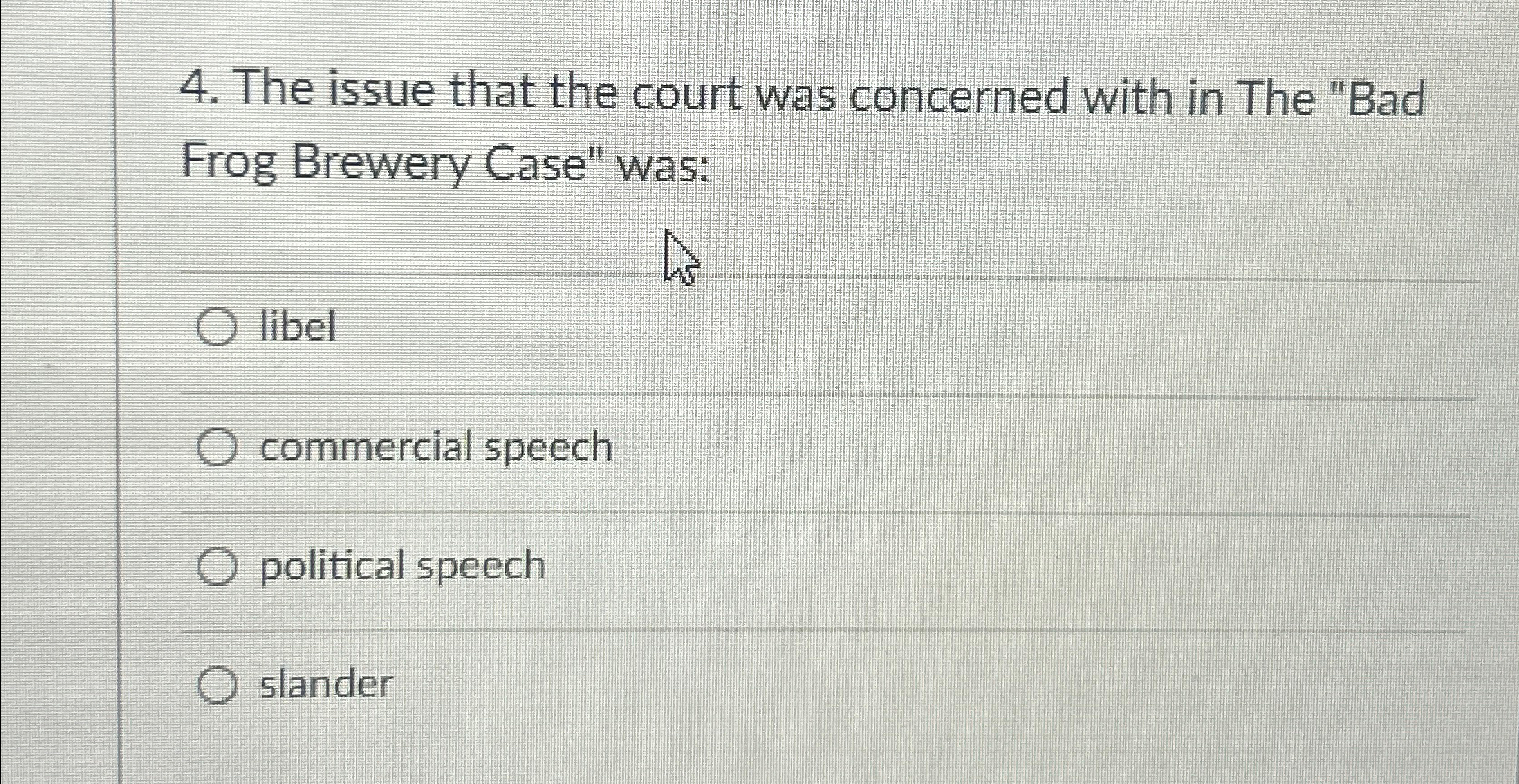 Solved The issue that the court was concerned with in The | Chegg.com