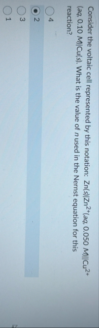 Solved Consider the voltaic cell represented by this | Chegg.com