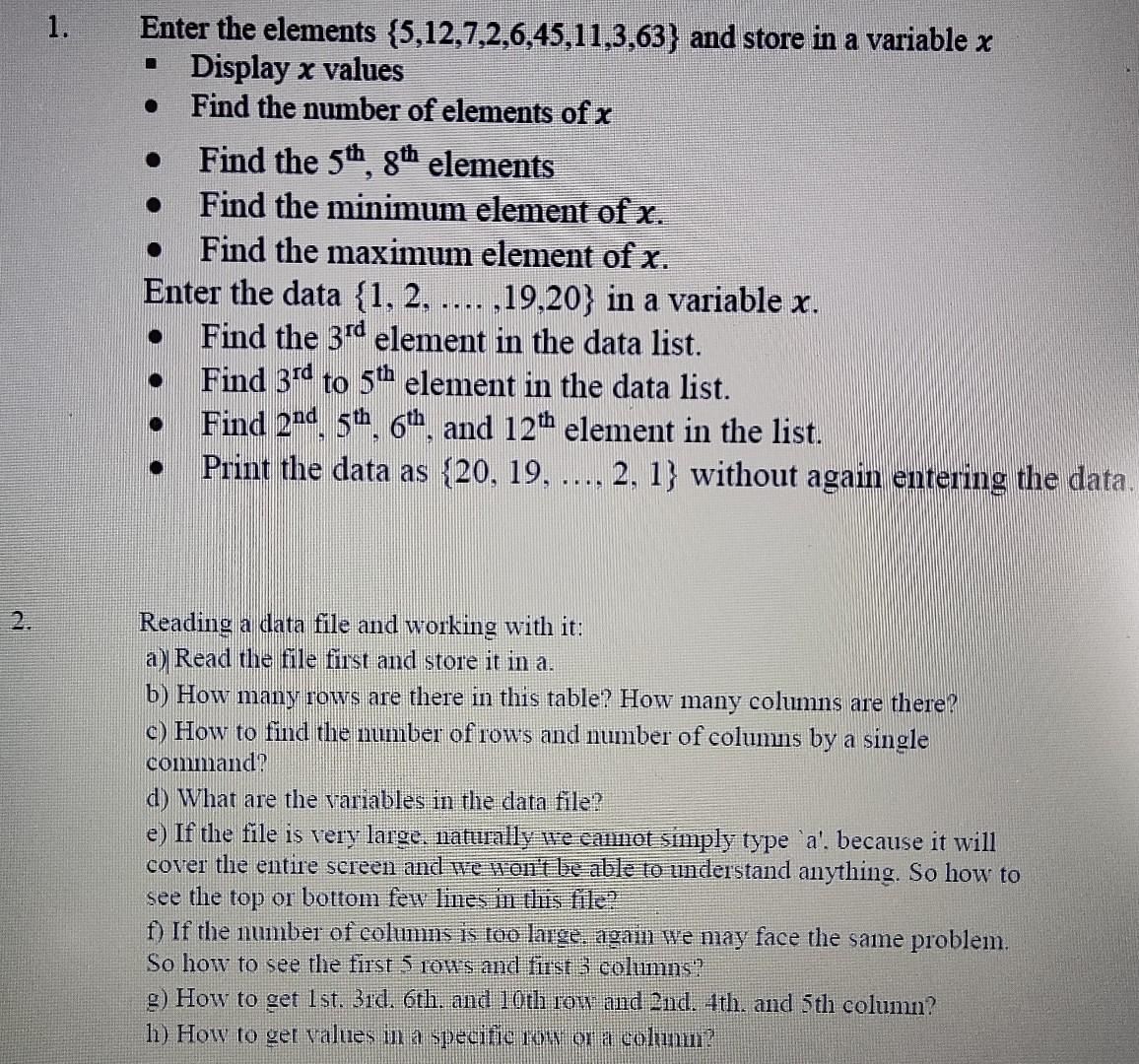 Solved 19 Enter the elements (5,12,7,2,6,45,11,3,63} and | Chegg.com