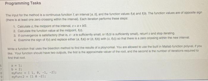 Solved Programming Tasks The input for the method is a | Chegg.com