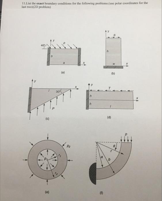 11.List the exact boundary conditions for the | Chegg.com