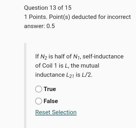 Solved Question 14 of 15 1 Points. Point(s) deducted for | Chegg.com