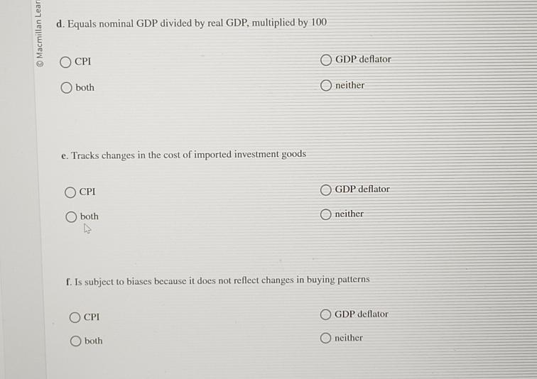 Solved d. ﻿Equals nominal GDP divided by real GDP, | Chegg.com