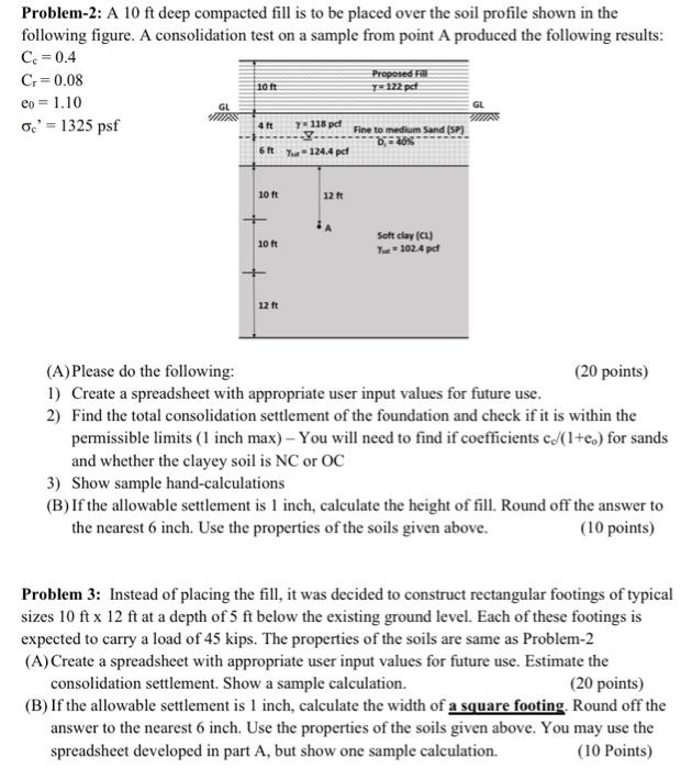 (B) If the allowable settlement is 1 inch, calculate | Chegg.com