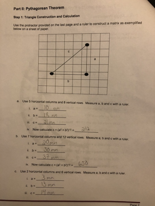 Solved Part II: Pythagorean Theorem Step 1: Triangle | Chegg.com