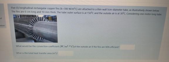 Solved Five (5) longitudinal rectangula copper fins 386 W/m) | Chegg.com