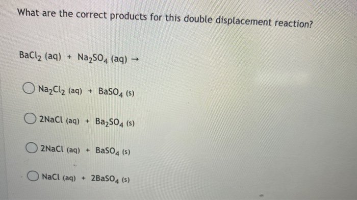 Solved What are the correct products for this double | Chegg.com