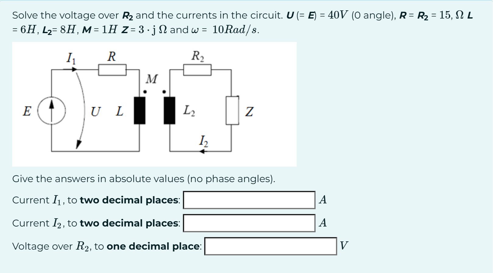 Solved Solve the voltage over R2 ﻿and the currents in the | Chegg.com