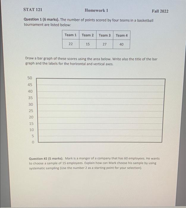 Solved Question 1 ( 6 marks). The number of points scored by | Chegg.com