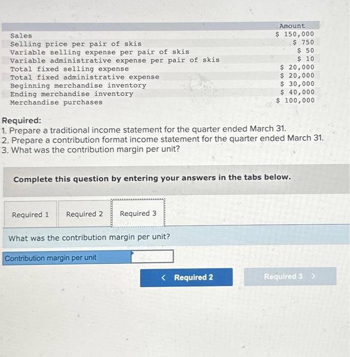 Solved repare a contribution format income statement for | Chegg.com